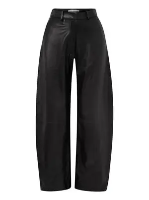 Nour Hammour Leather Wide-leg Trousers - Black