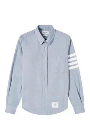 Thom Browne Flannel 4-bar Straight Fit Shirt - Light Blue