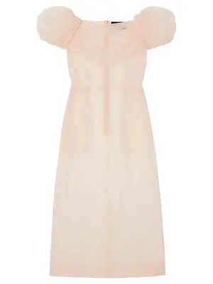 Simone Rocha Gathered Tulle Midi Dress - Nude