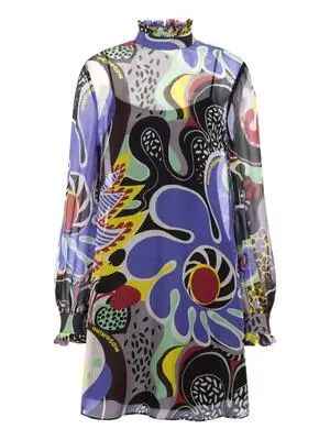 Moschino Long-sleeved Dress With Ruffled Details - Multicolor