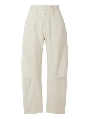 NILI LOTAN Nili Lotan Shon Cotton And Linen-Blend Twill Tapered Pants Ecru