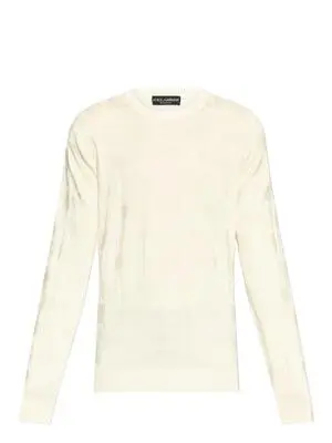 Dolce & Gabbana Monogram Jacquard Crewneck Knitted Jumper - White