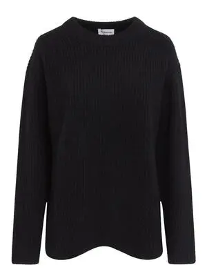 P.a.r.o.s.h Long-sleeved Ribbed Round Neck Sweater - Black