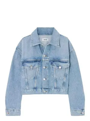 AGOLDE Button Cropped Denim Jacket - Blue