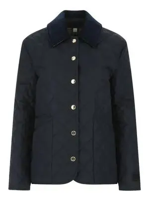 Burberry Burberry Quilted Buttoned Jacket With Corduroy Collar Blue
