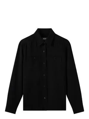 A.p.c. Long Sleeve Buttoned Shirt With Logo - Black