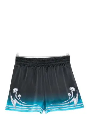 Casablanca Graphic Print Elastic Waist Shorts - Multi-color