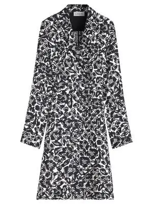 LANVIN Long-sleeved Floral Print Belted Dress - Black