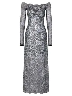 Rabanne Off-the-shoulder Floral Maxi Dress - Black/silver
