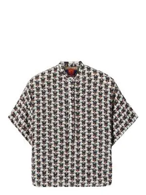 La DoubleJ Estelle Printed Short Sleeve Blouse - Gray