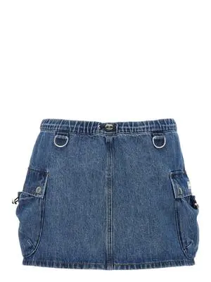 Coperni Drawstring Waist Denim Mini Skirt - Blue