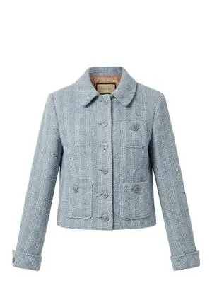 Gucci Tweed Button-up Blazer - Blue