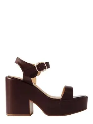 Gabriela Hearst Round Toe Platform Sandals With Buckled Ankle Strap - Burgundy