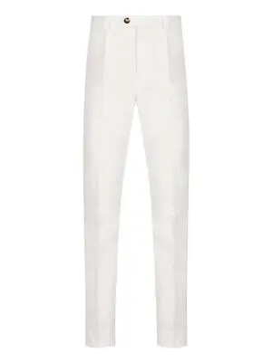 Brunello Cucinelli Pleated Front Cotton Trousers - White