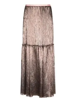 FORTE_FORTE Tiered Metallic Lamé Skirt - Nude