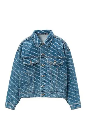 Alexander Wang Embellished Logo Denim Jacket - Blue