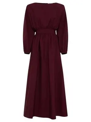 GABRIELA HEARST Gabriela Hearst Gathered Midi Dress With Puffed Sleeves