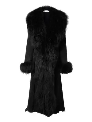Gabriela Hearst Long Sleeve Coat With Fur Trim - Black
