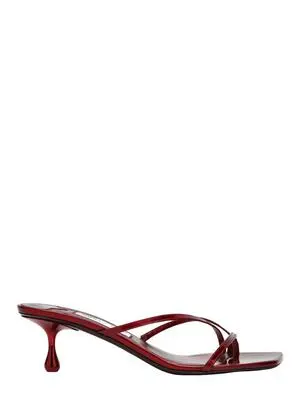 JIMMY CHOO Square Toe High Heeled Sandals - Ruby Red
