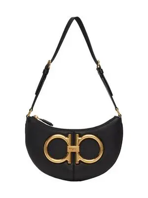 FERRAGAMO Gancini Shoulder Bag - Black