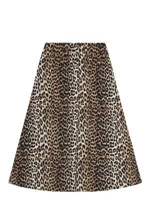 GANNI Print Midi Skirt - Leopard