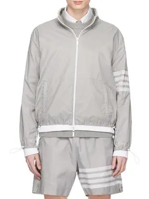 Thom Browne Thom Browne 4-Bar Zipped Ripstop Jacket Light Gray