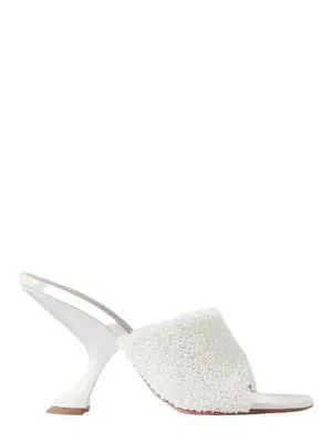 Amina Muaddi Raffia Mules With Sculptural Heel - White