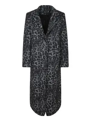 Federica Tosi Animal Print Long Coat - Grey
