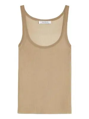 Max Mara Sleeveless Ribbed Knit Top - Nude