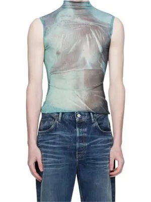 JEAN PAUL GAULTIER Sleeveless Graphic Print Turtleneck - Multicolor