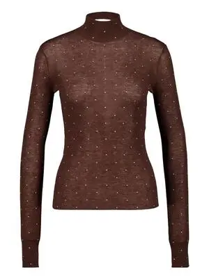 Rabanne Embellished Turtleneck Top - Brown