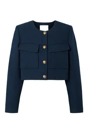 Citizens Of Humanity Long Sleeve Cropped Jacket With Crew Neck - Navy