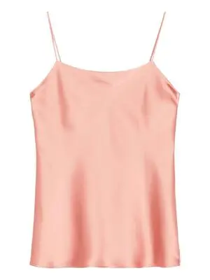 Herno Spaghetti Strap Satin Ruched Tank Top - Pink