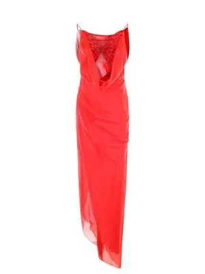 BLUMARINE Blumarine Butterfly Crepe Asymmetrical Maxi Dress