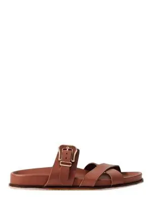 Gabriela Hearst Round Toe Flat Sandals - Brown