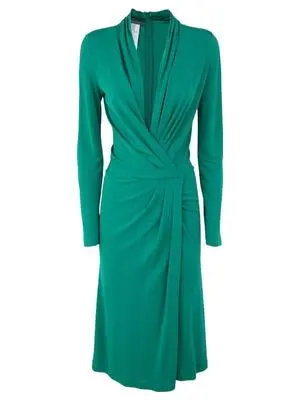 Alberta Ferretti V-neck Long-sleeve Dress - Green