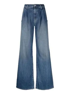 NILI LOTAN Wide-leg Bleach-effect Denim Jeans - Blue