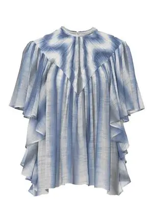 Chloé Striped Ruffled Blouse - Blue