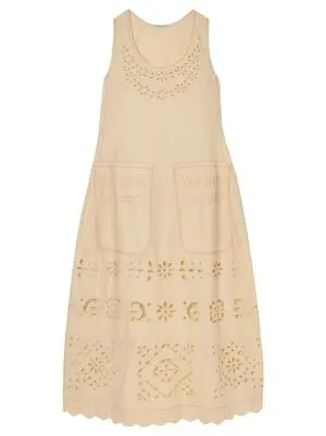 Vita Kin Broderie Anglaise Cotton-poplin Midi Dress - Nude