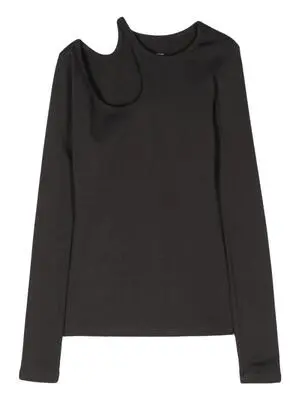 LOW CLASSIC Long Sleeve Asymmetrical T-shirt - Black