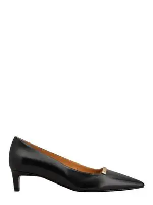 TOD'S Pointed Toe Kitten Heel Pumps With Branded Buckle - Black