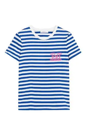 MAX MARA Max Mara Striped Logo Embroidered T-Shirt