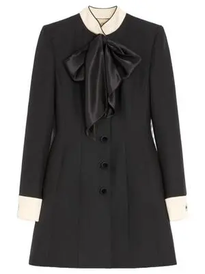 Valentino Garavani Long Sleeve Bow Detail Mini Dress - Black