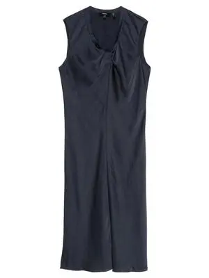 Theory Twist Scoop Neck Sleeveless Midi Dress - Black