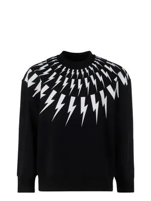 Neil Barrett Thunderbolt Print Crewneck Sweatshirt - Black
