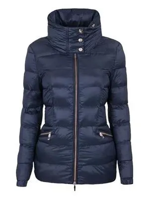 EA7 Quilted Zip-up Jacket With Stand Collar - Blue