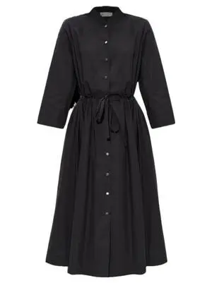 Tory Burch Belted Cotton Shirt Dress - Black