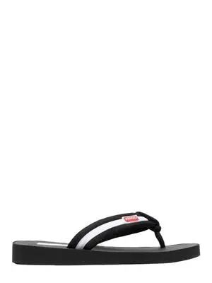 Kenzo Striped Logo Patch Flip Flops - Black