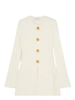 Stella McCartney Ribbed Knit Cardigan With Gold Buttons - Ivory