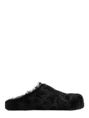 Marni Fluffy Flat Mules - Black